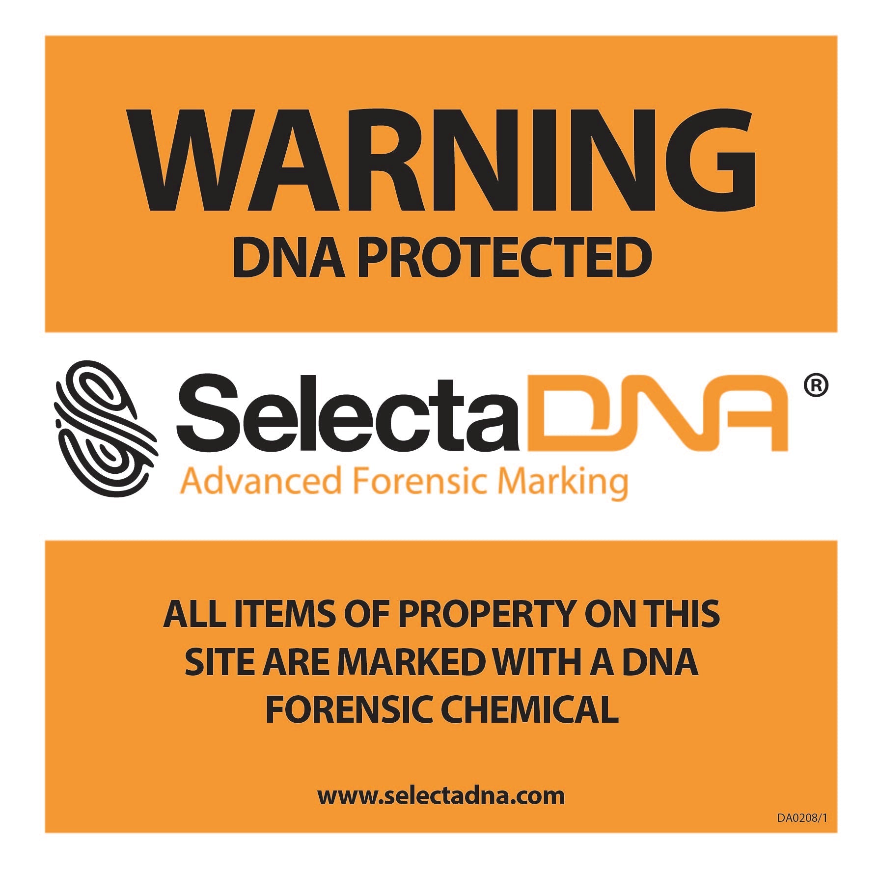 SelectaDNA Outdoor Warning Sign 30cm x 30cm | My Secure Garden